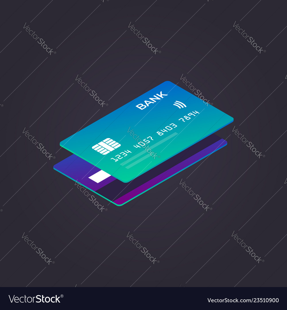 Isometric credit card flat Royalty Free Vector Image