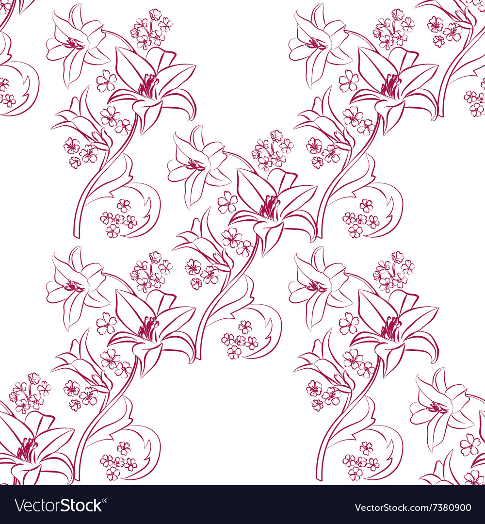 Leaf background floral seamless texture with lily Vector Image