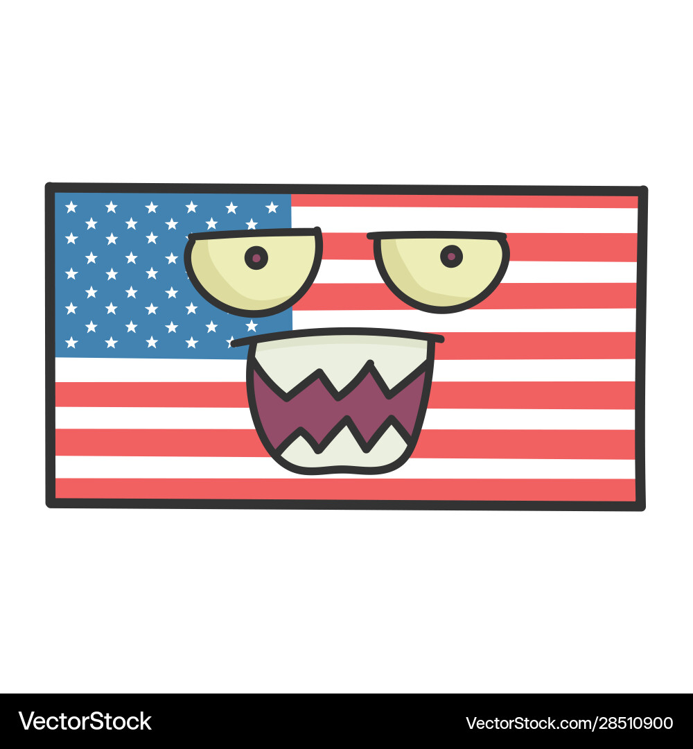 Mad american flag cartoon Royalty Free Vector Image