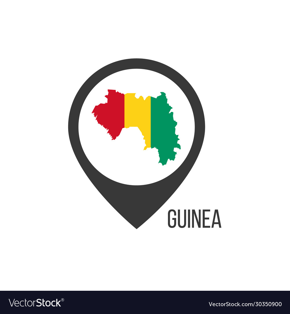Map pointers with contry guinea guinea flag stock Vector Image