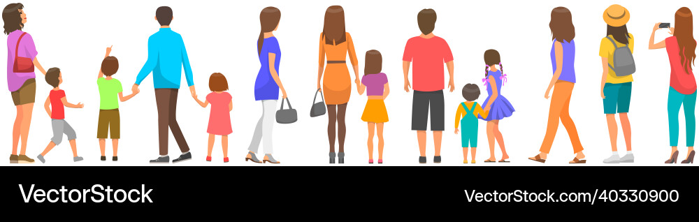 People in casual clothes back view characters Vector Image