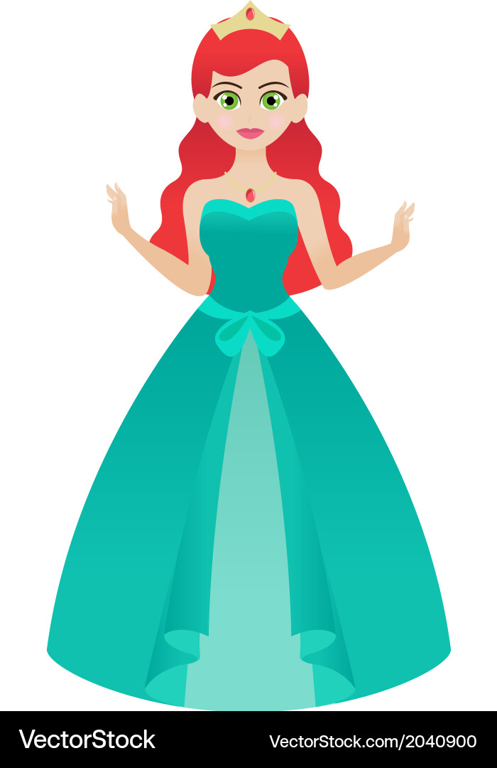 Princess in green gown Royalty Free Vector Image