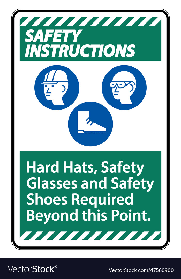 Safety instructions sign hard hats glasses Vector Image Safety instructions sign hard hats glasses Vector Image