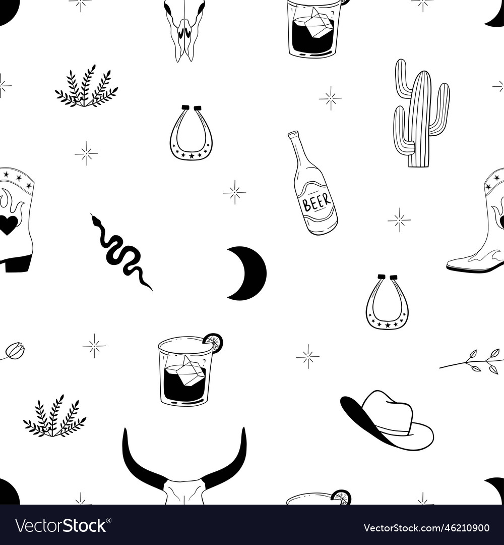 Seamless pattern with western elements Royalty Free Vector