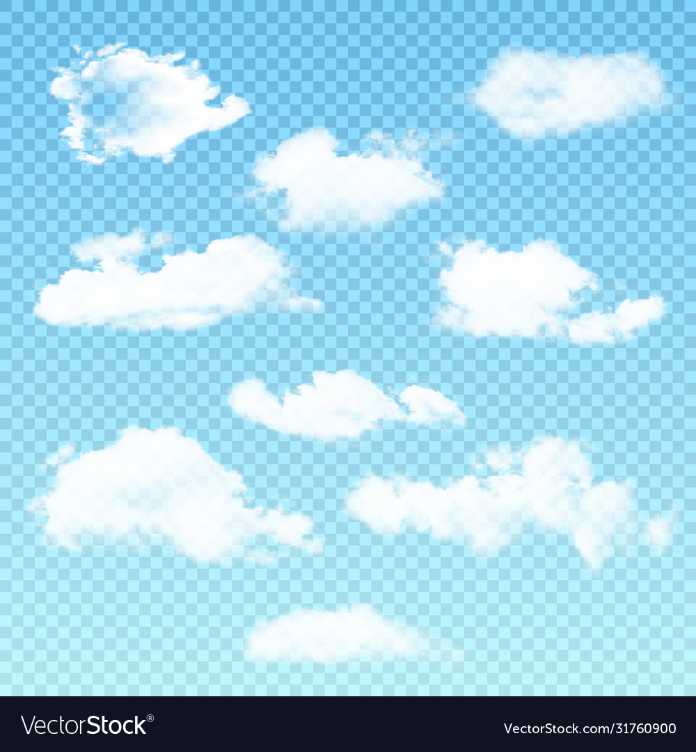 Set realistic isolated cloud Royalty Free Vector Image