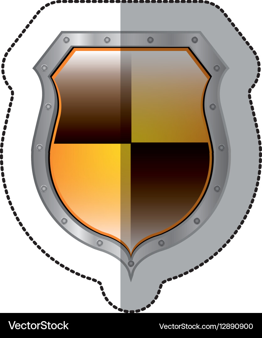 Sticker metallic perforated shield with colorful Vector Image