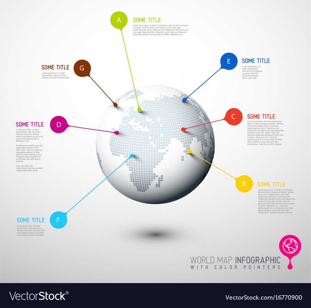 World map globe with pointer marks Royalty Free Vector Image