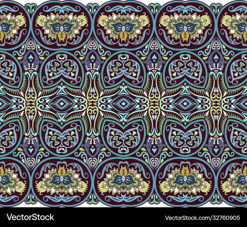 Abstract ethnic nature tile stripe seamless border