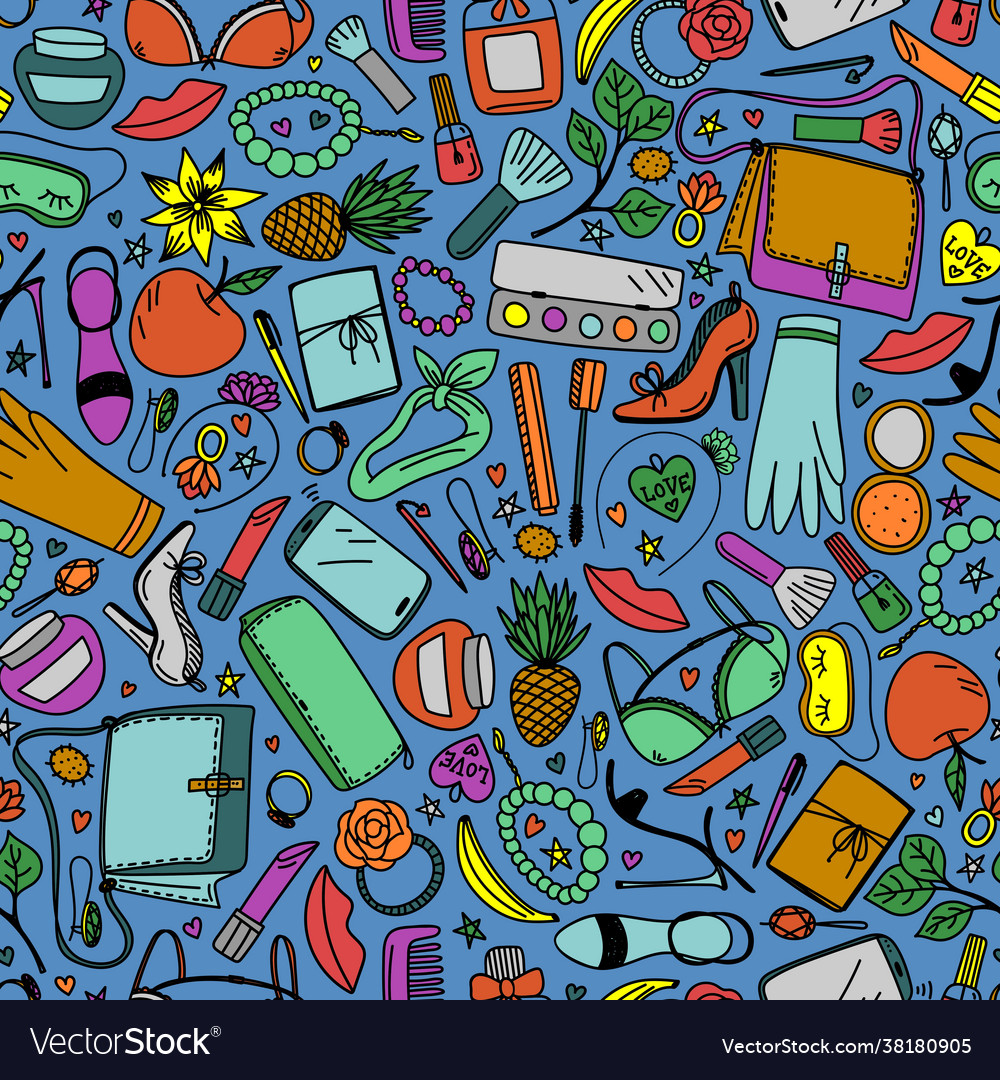 Blue background with different colored objects Vector Image