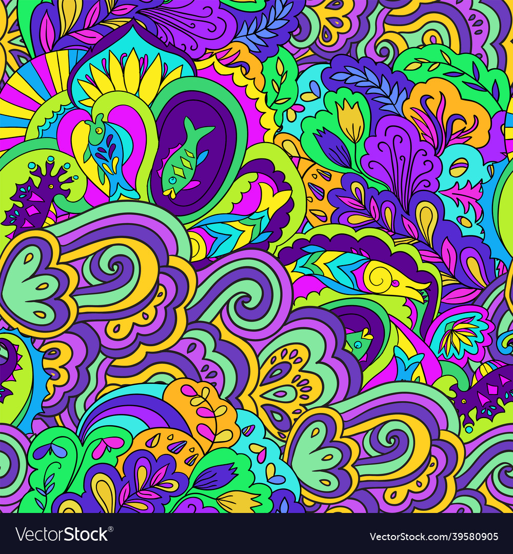 Bright colorful seamless pattern with floral Vector Image