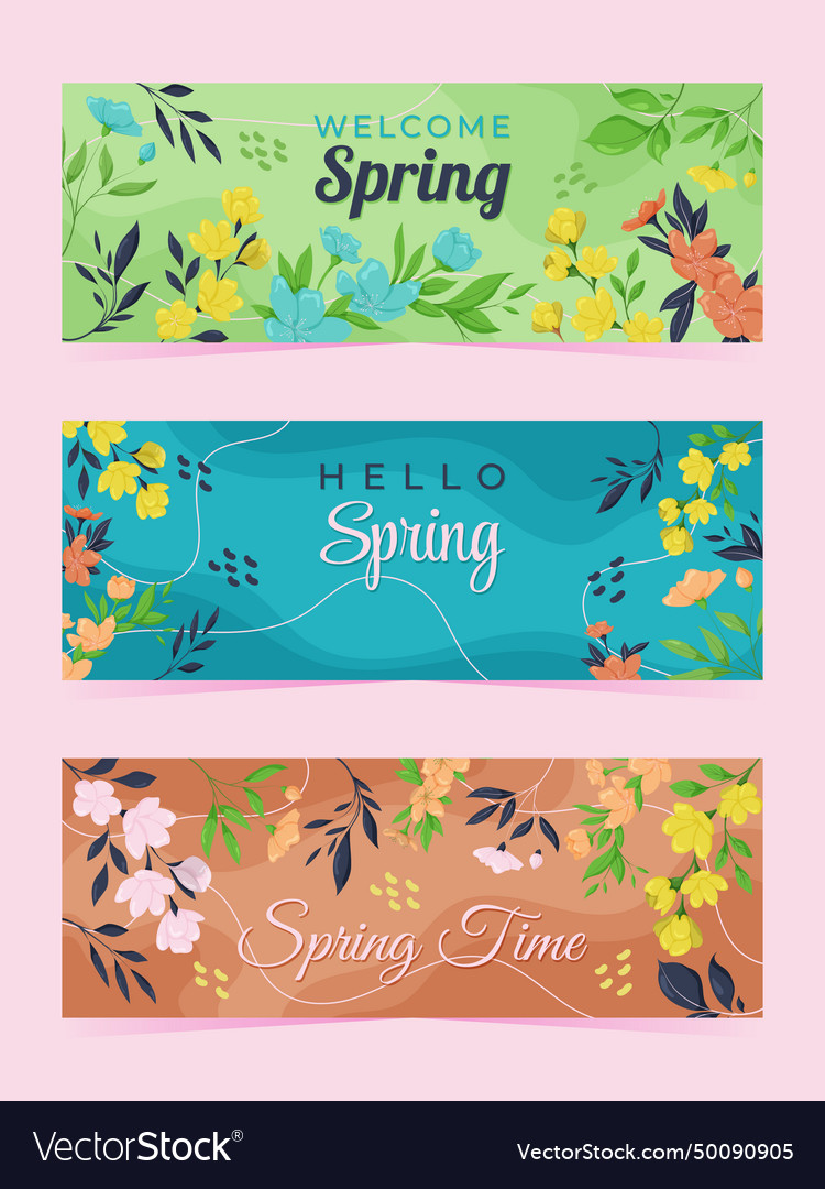 Colorful spring floral banner collection Vector Image