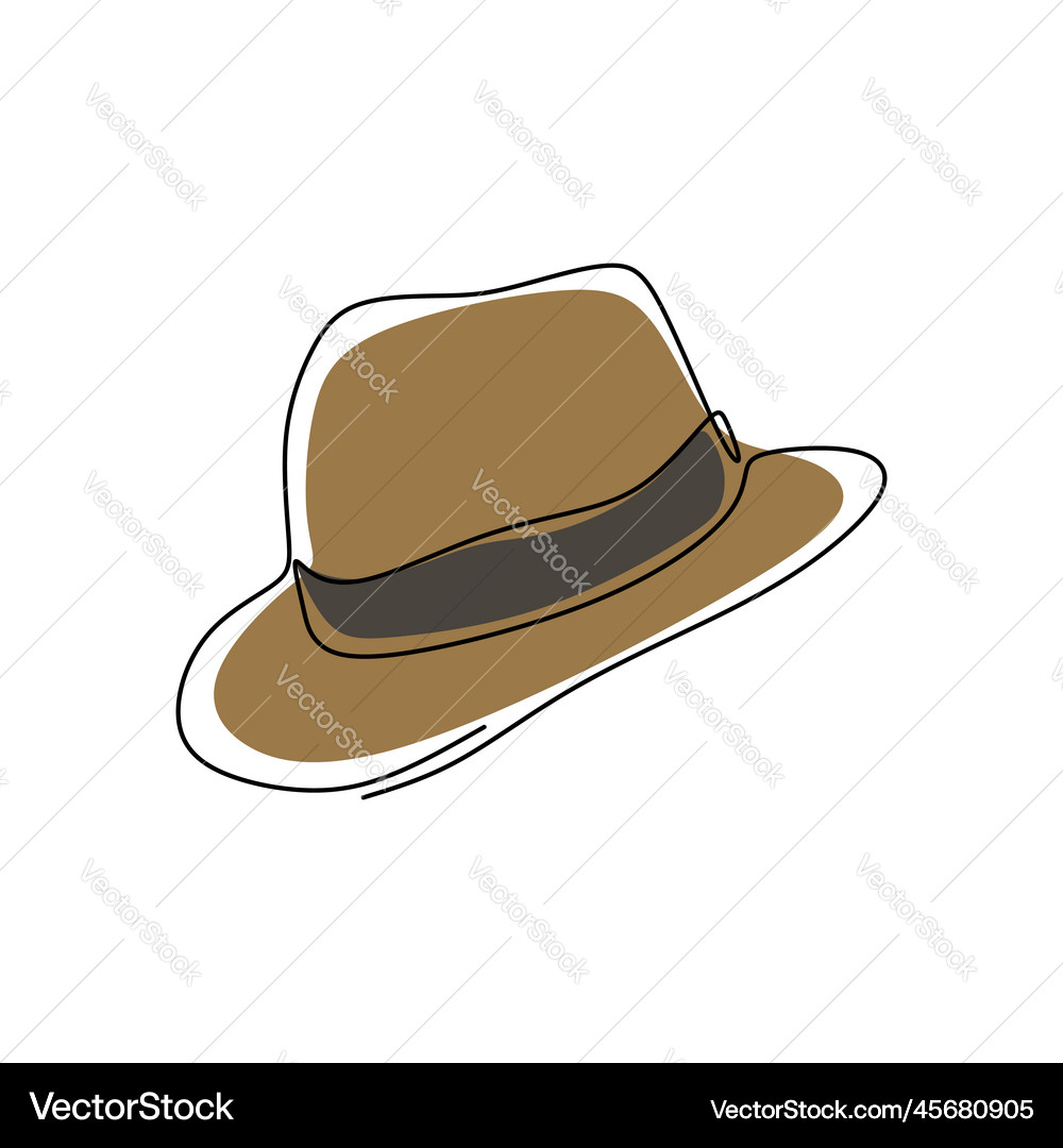 Continuous line drawing of hats for summer Vector Image