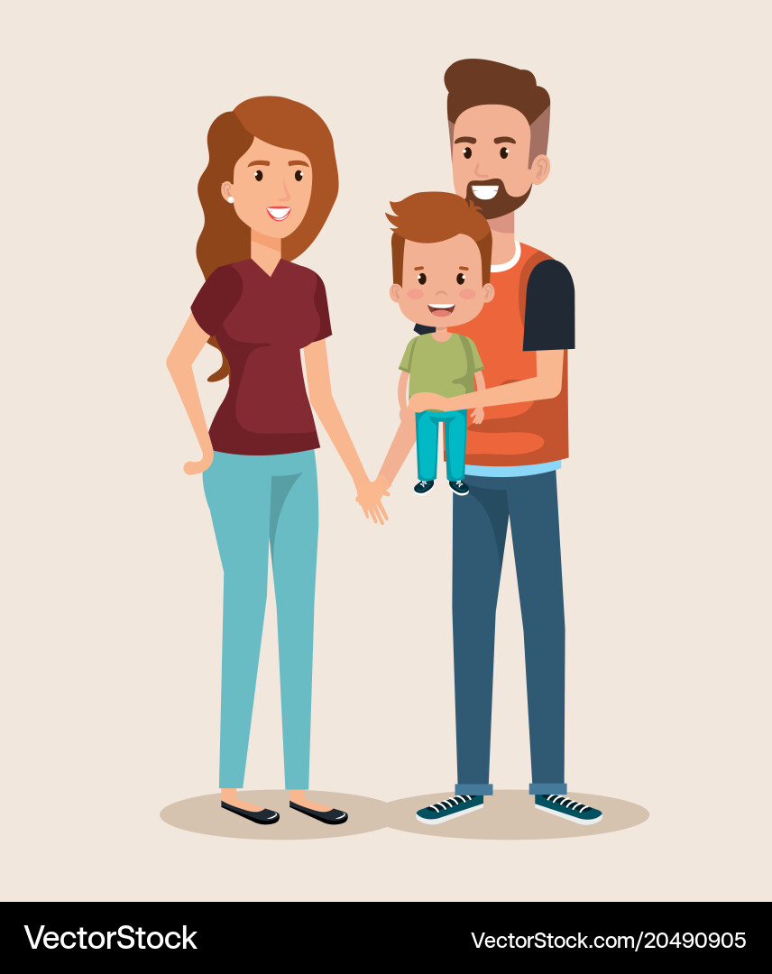 Cute family happy characters Royalty Free Vector Image