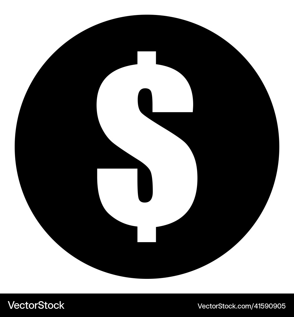Dollar currency coin flat icon isolated on white Vector Image