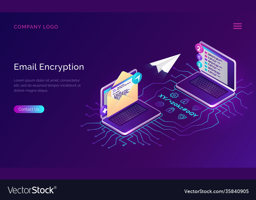 Email encryption isometric concept data security Vector Image
