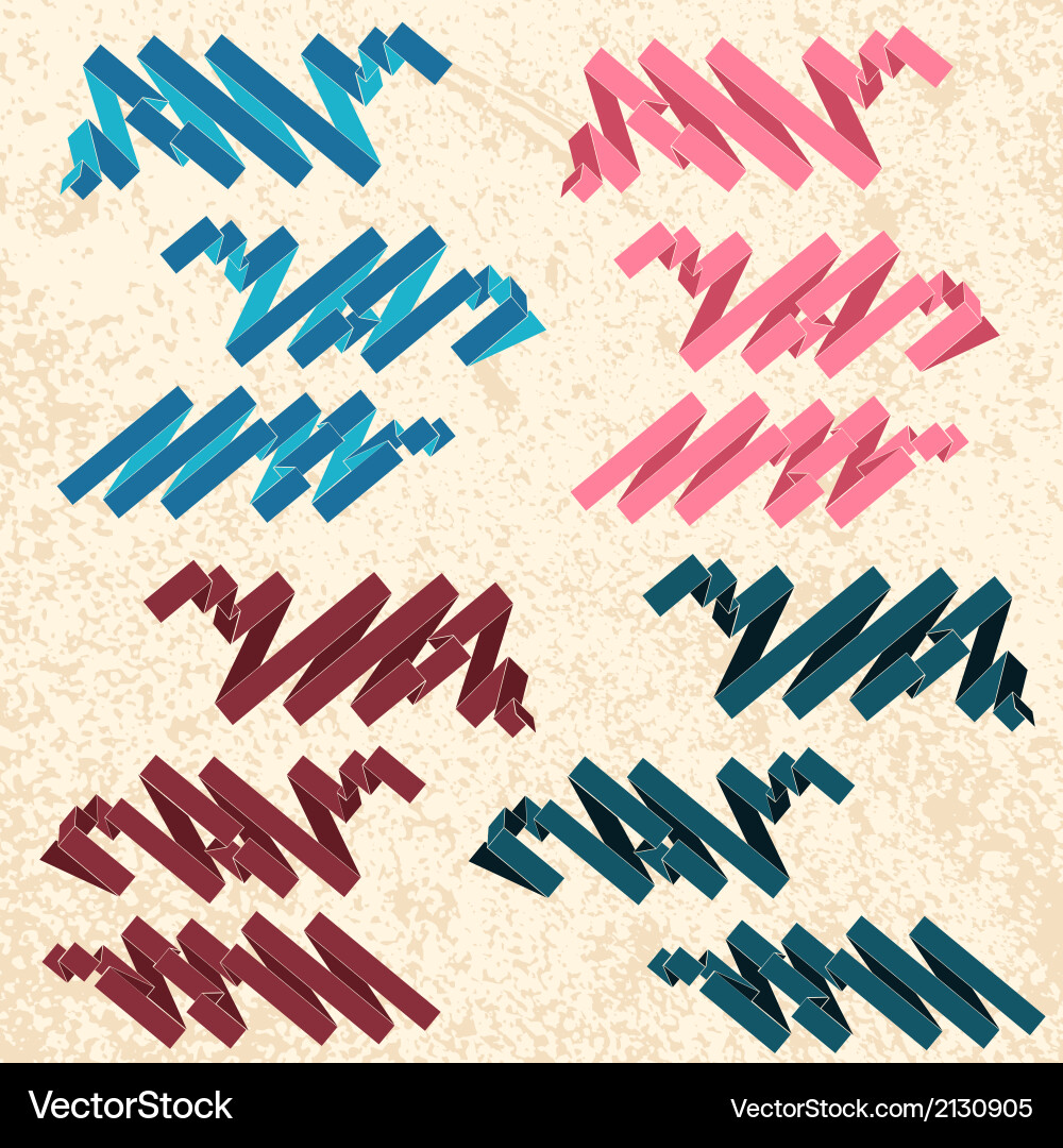 Flat color ribbons on the textured background Vector Image