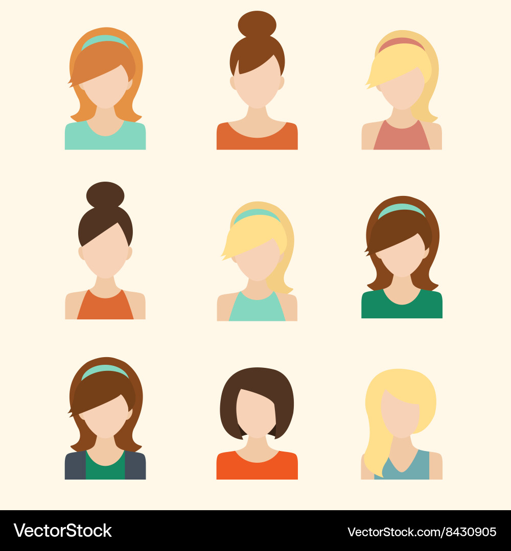 Girls icons set Royalty Free Vector Image - VectorStock