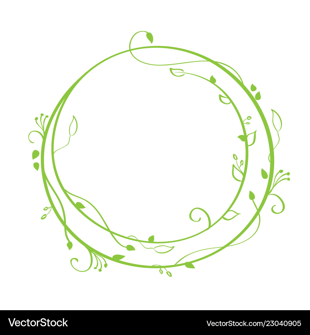 Green hand drawn calligraphic round spring Vector Image