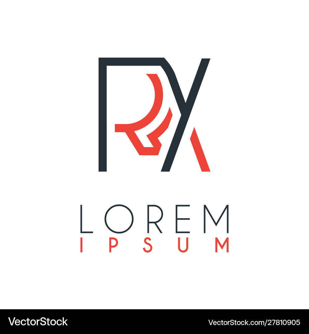 Logo between letter r and x or rx Royalty Free Vector Image