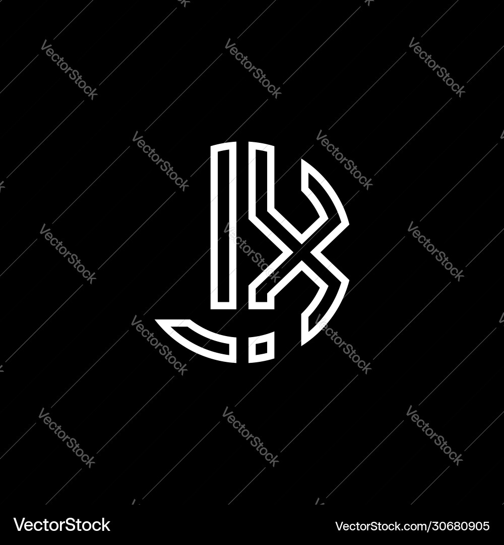 Lx monogram logo circle ribbon style outline Vector Image