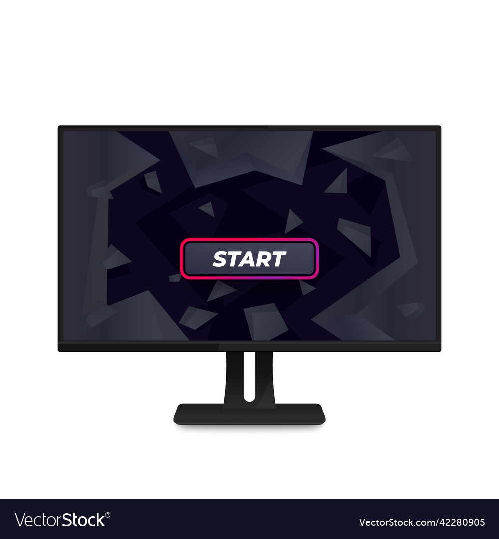 Start game button on abstract dark background Vector Image