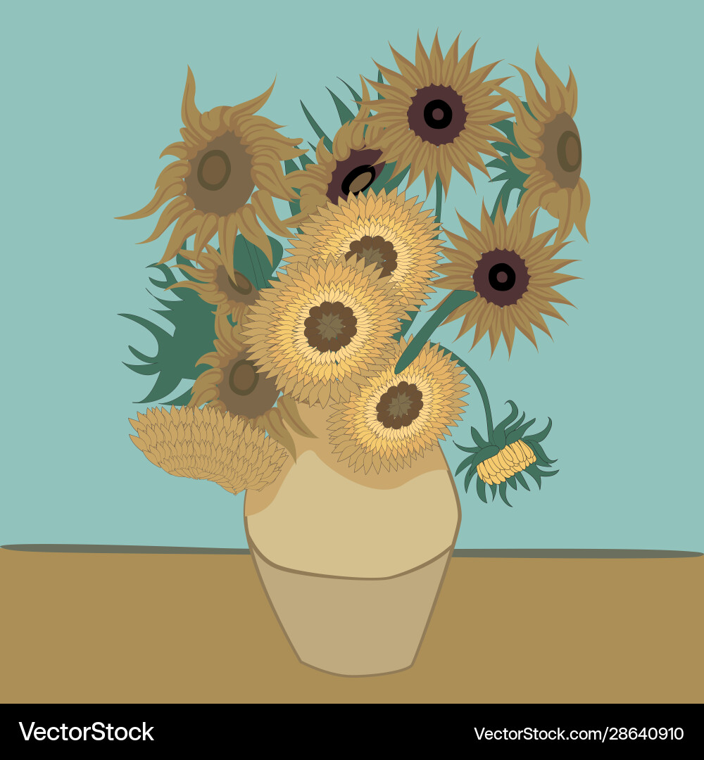 A vase with sunflower flower Royalty Free Vector Image