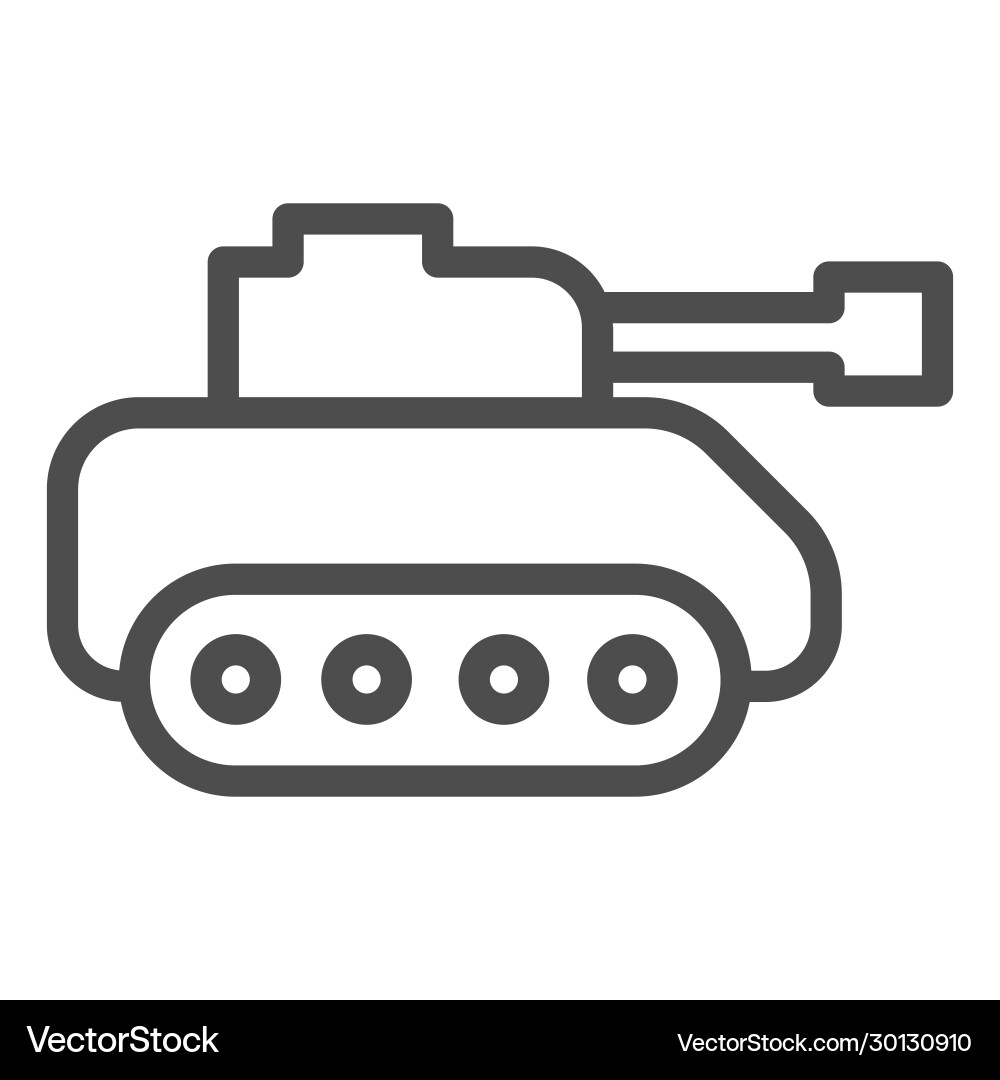 Army tank line icon combat fighting and war Vector Image