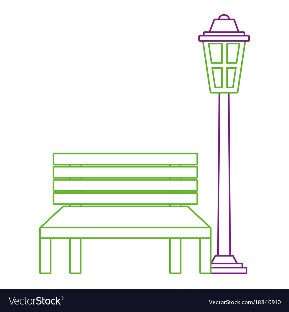 Bench and lamp park decoration elements Royalty Free Vector