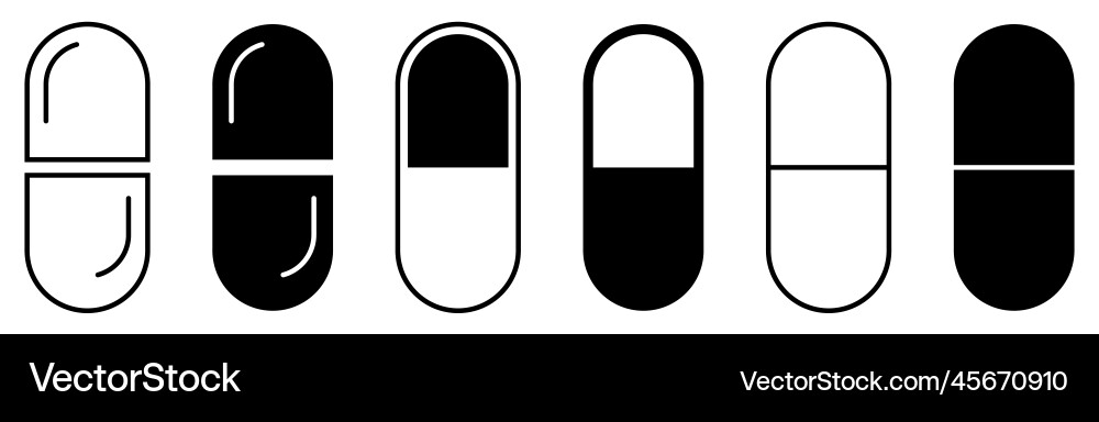 Capsule or pill icons isolated Royalty Free Vector Image