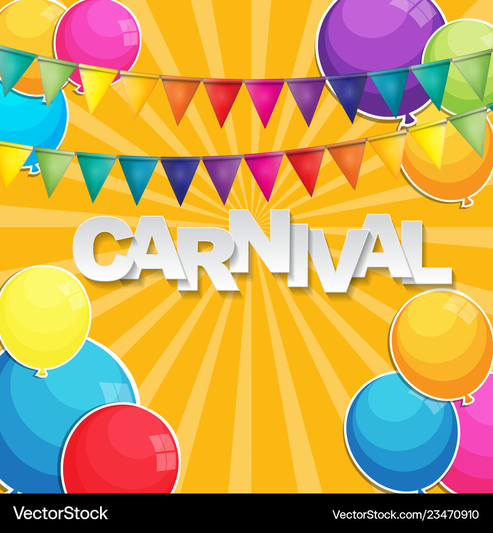 Carnival banner with bunting flags and flying Vector Image