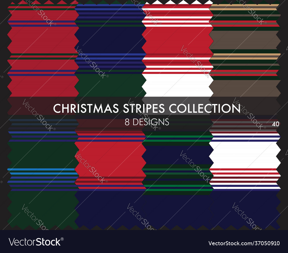 Christmas stripe seamless pattern collection Vector Image