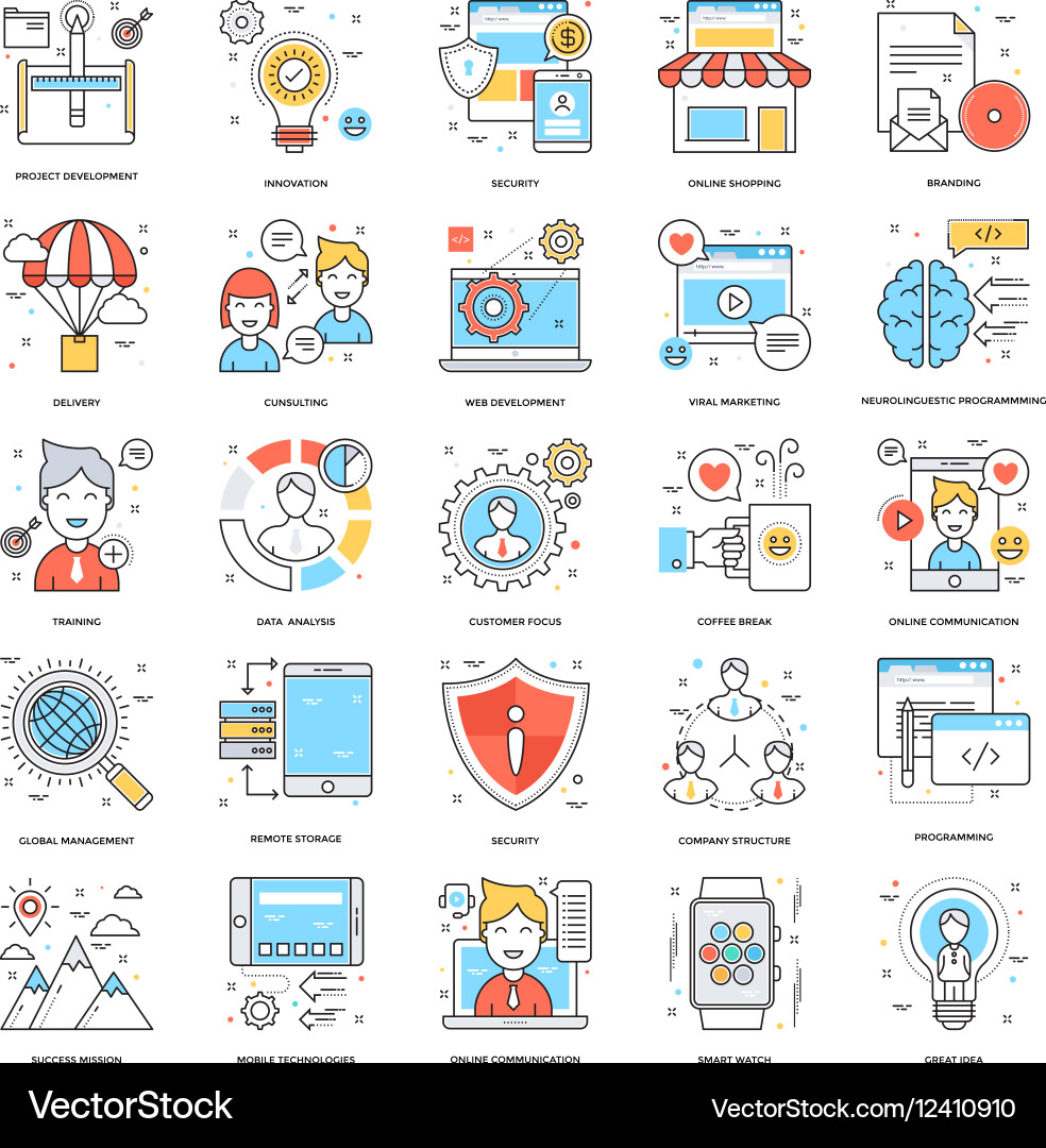 Flat color line icons 12 Royalty Free Vector Image
