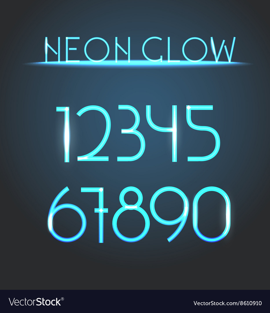 Glowing neon elements lighting digits set Vector Image