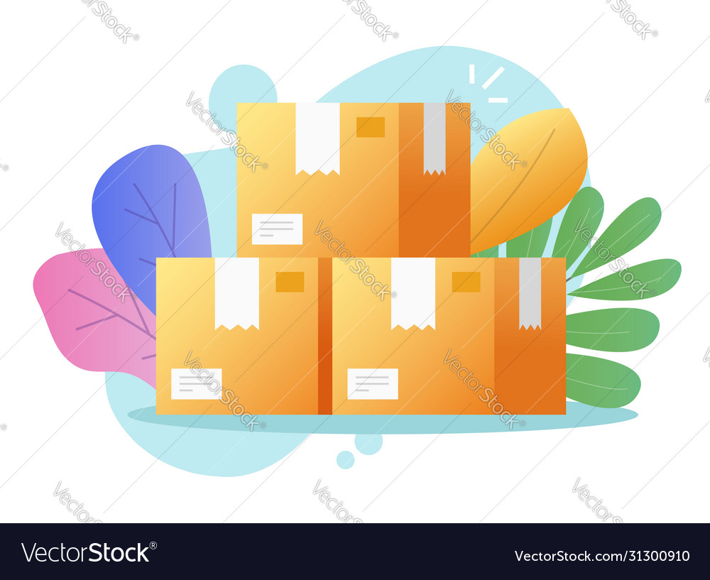 Parcel boxes carton stack or warehouse Royalty Free Vector
