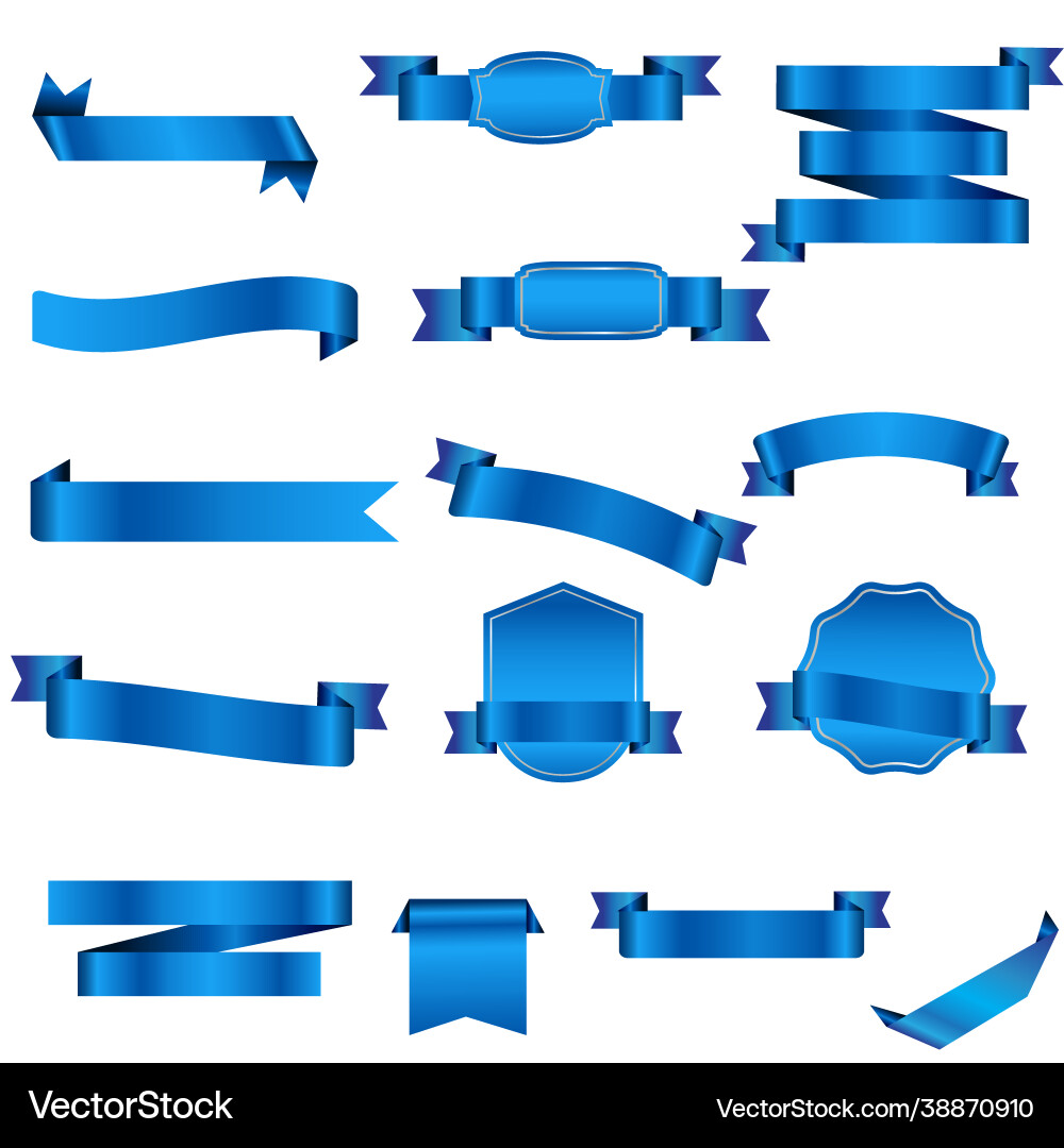 Set blue ribbons isolated on white background Vector Image