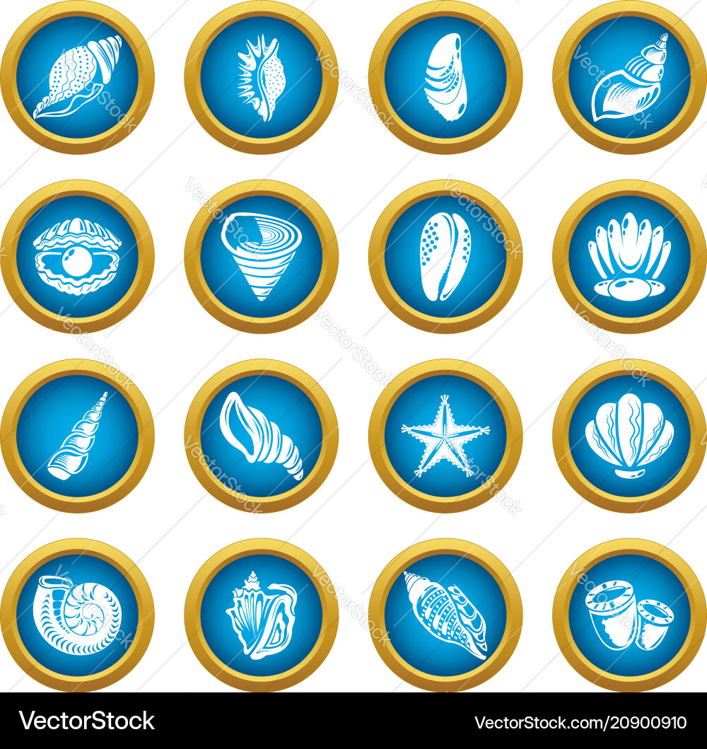 Tropical sea shell icons set simple style Vector Image