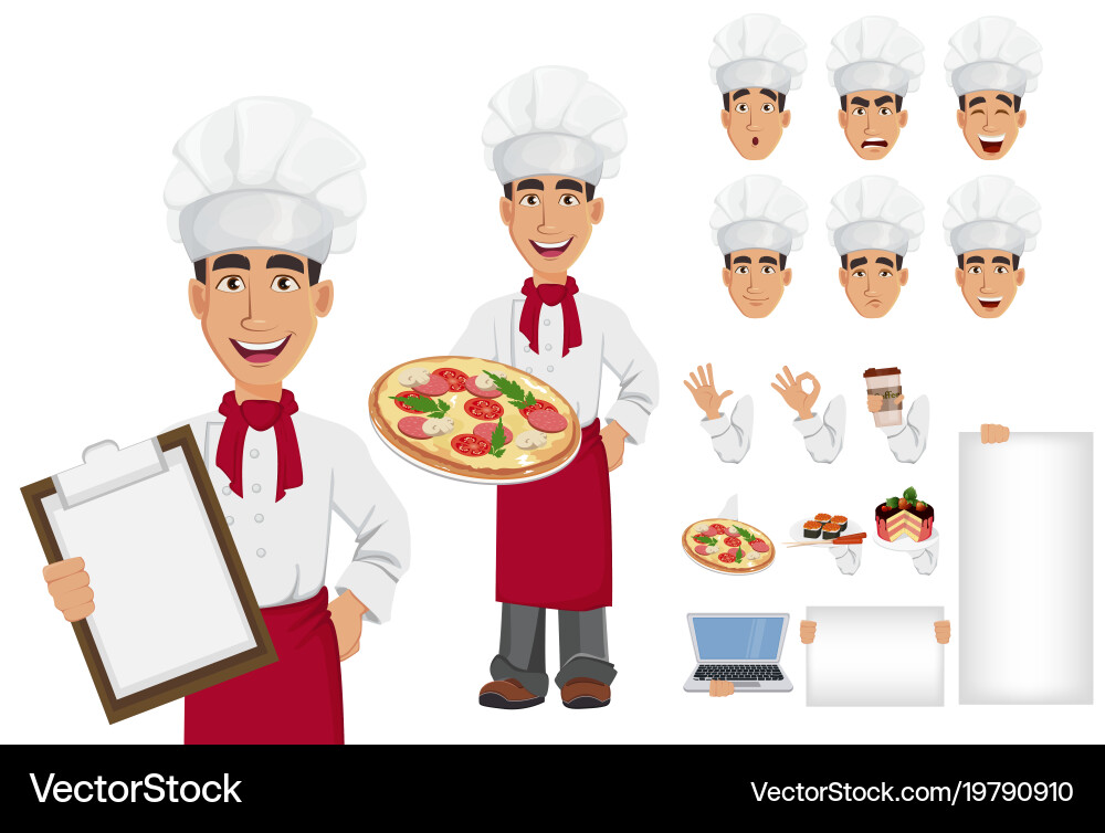 Young professional chef in uniform and cook hat Vector Image