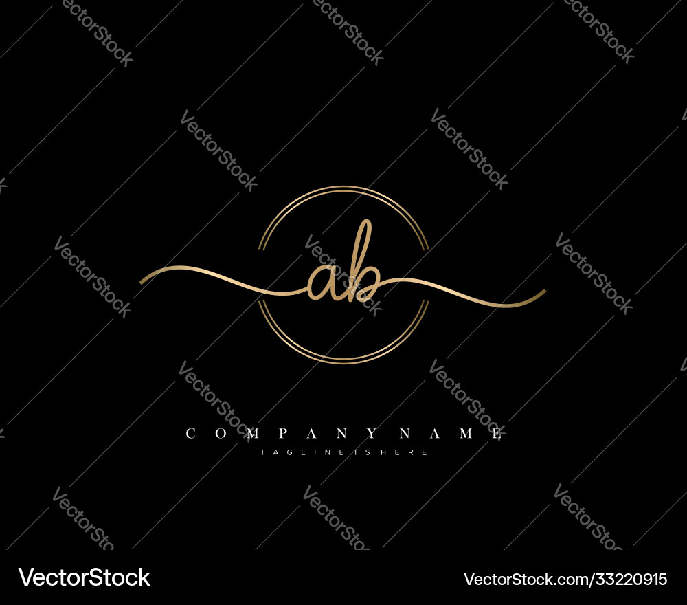 Ab initial handwriting logo Royalty Free Vector Image