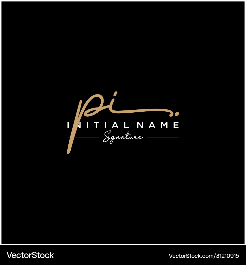 Letter pi signature logo template Royalty Free Vector Image