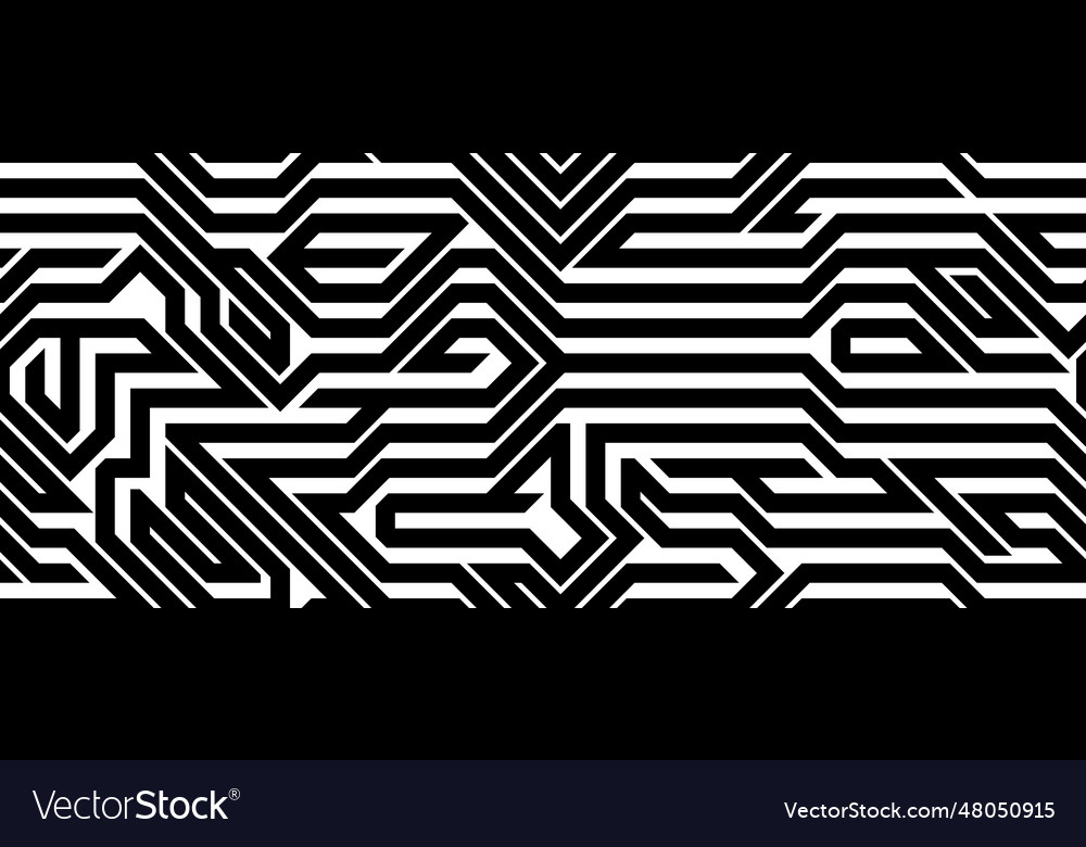 Tech Style Seamless Linear Pattern Monochrome Vector Image