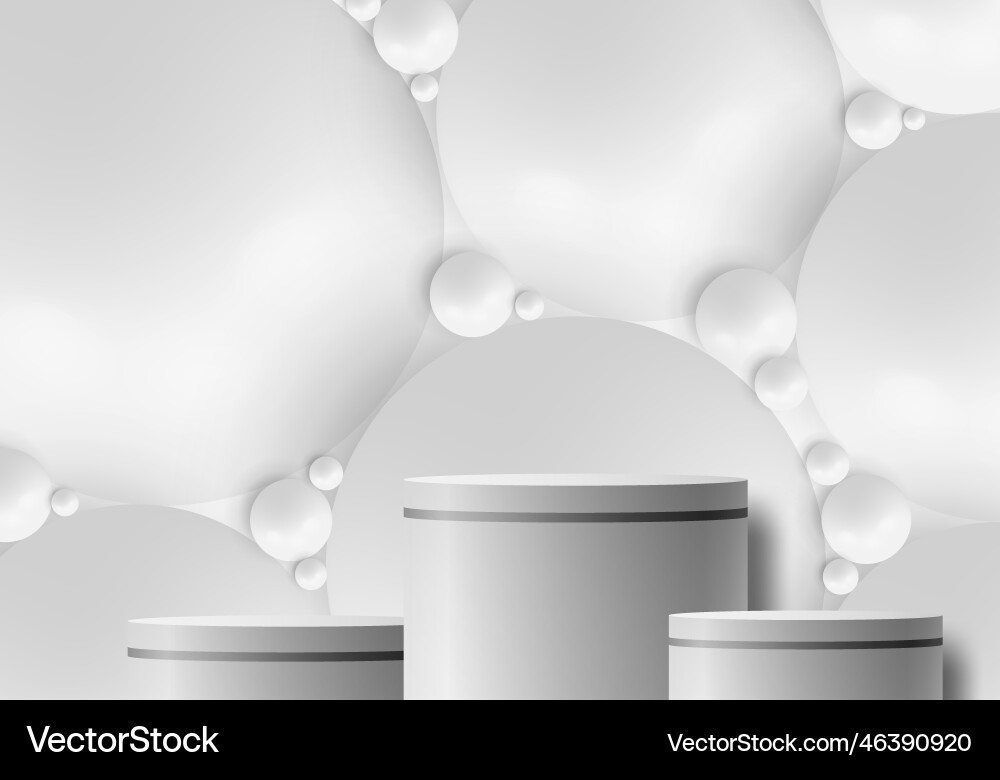 3d realistic white podium stand pedestal Vector Image