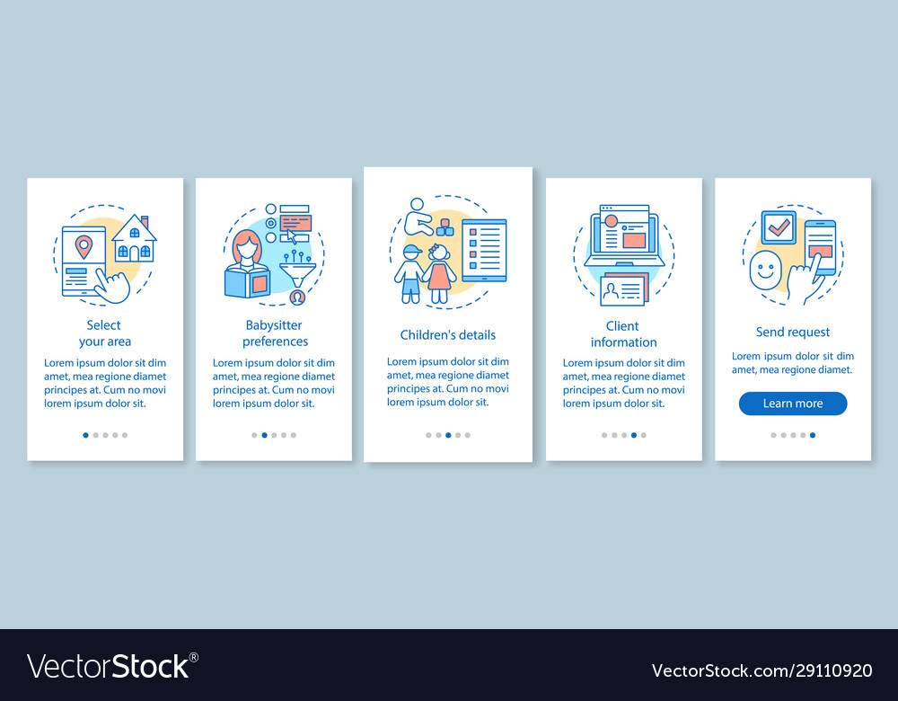 Babysitter request onboarding mobile app page Vector Image Babysitter request onboarding mobile app page Vector Image