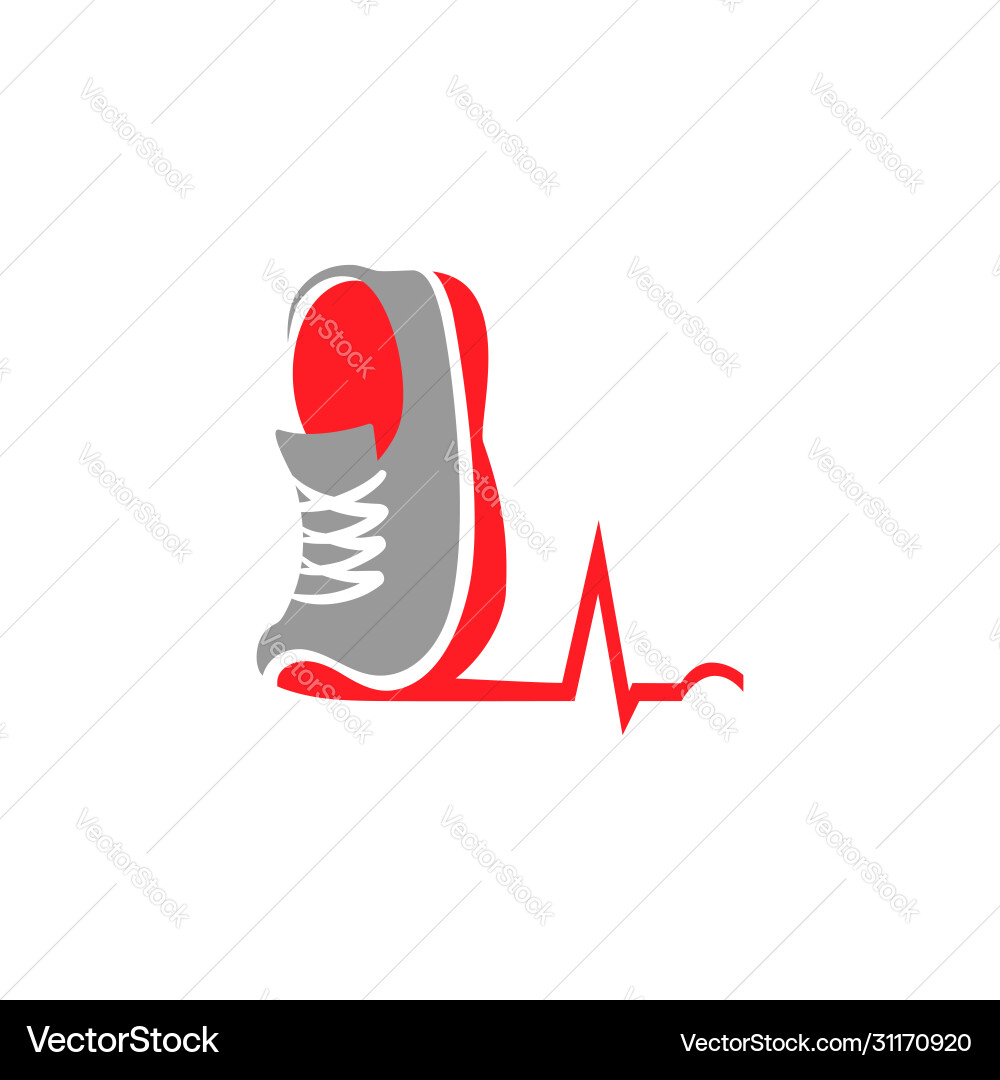 Cardio running shoe symbol on white backdrop Vector Image
