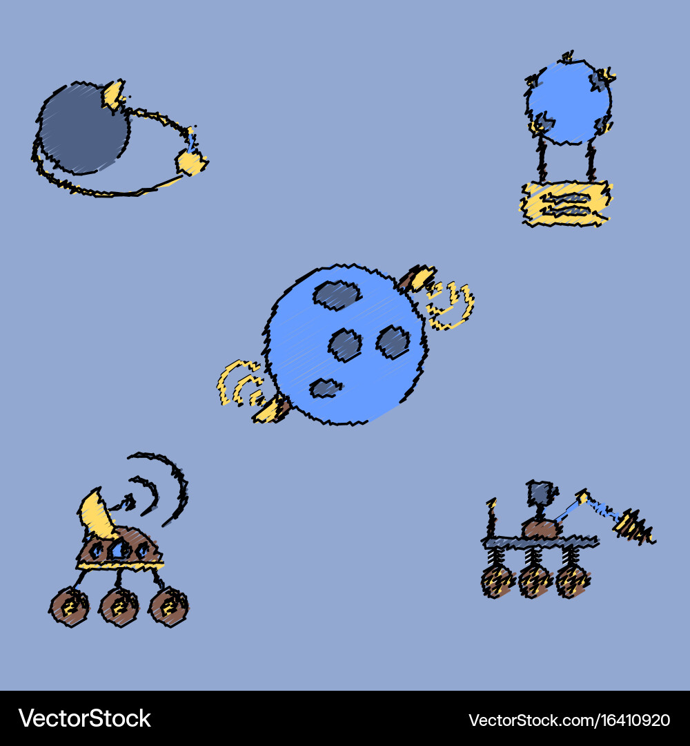 Collection of icons and space technology Vector Image