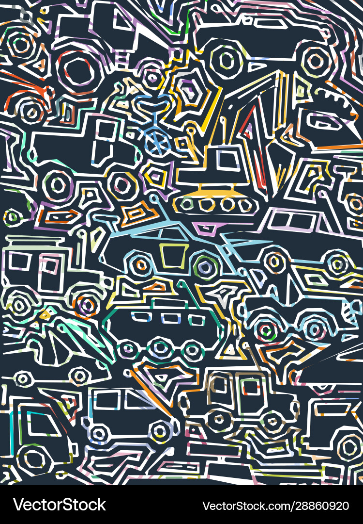 Color auto pattern doodle lines colorful grunge Vector Image