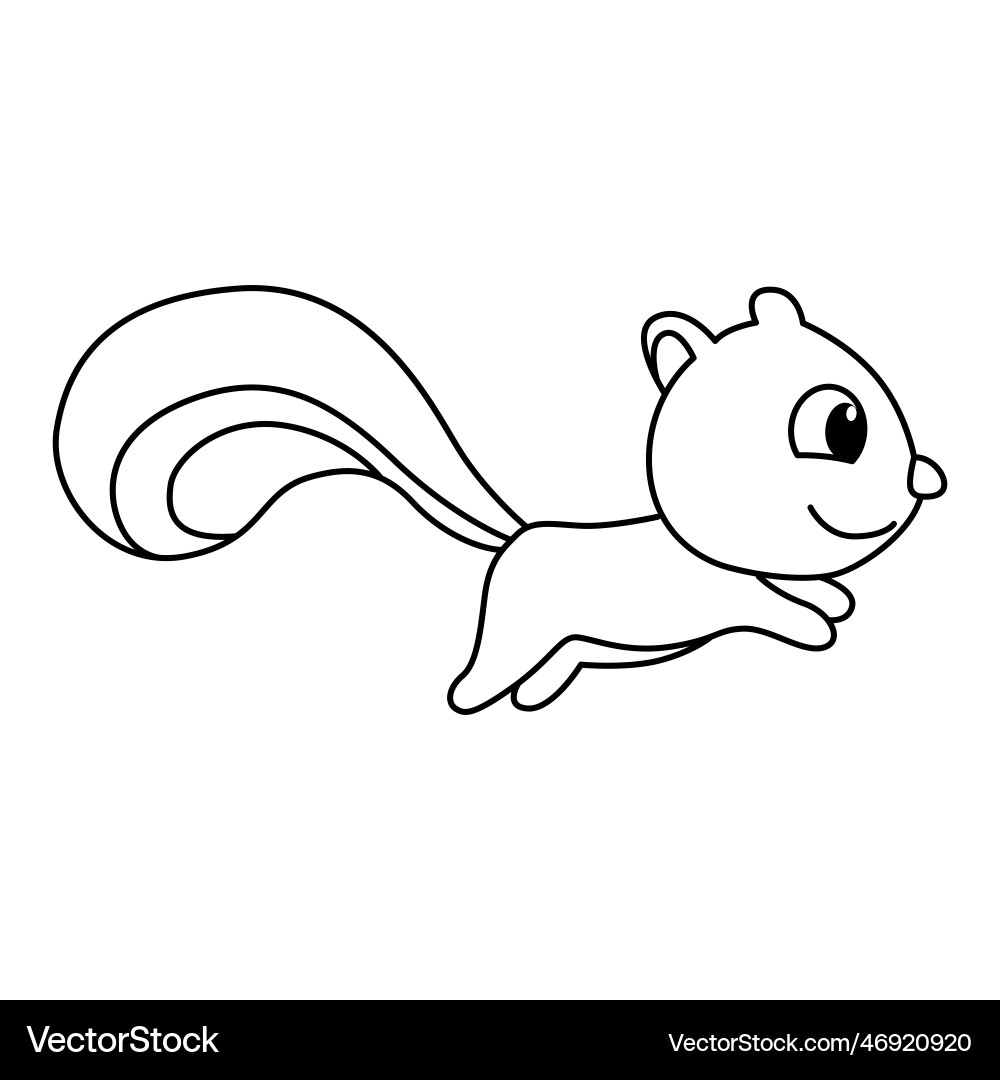 Cute squirrel cartoon coloring page for Royalty Free Vector