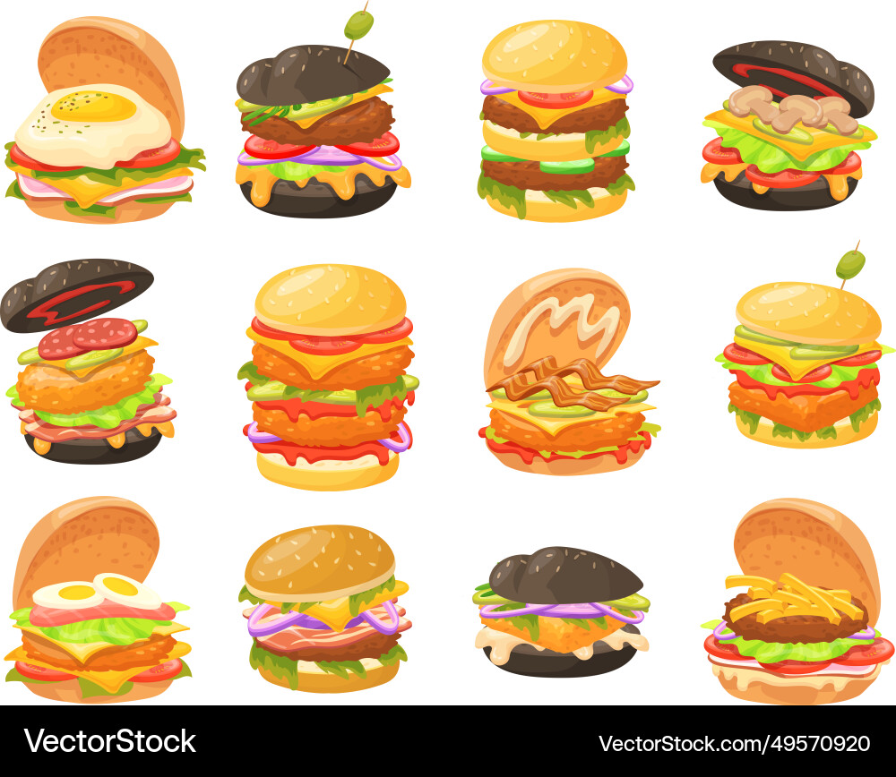 Different burgers small and big burger with Vector Image