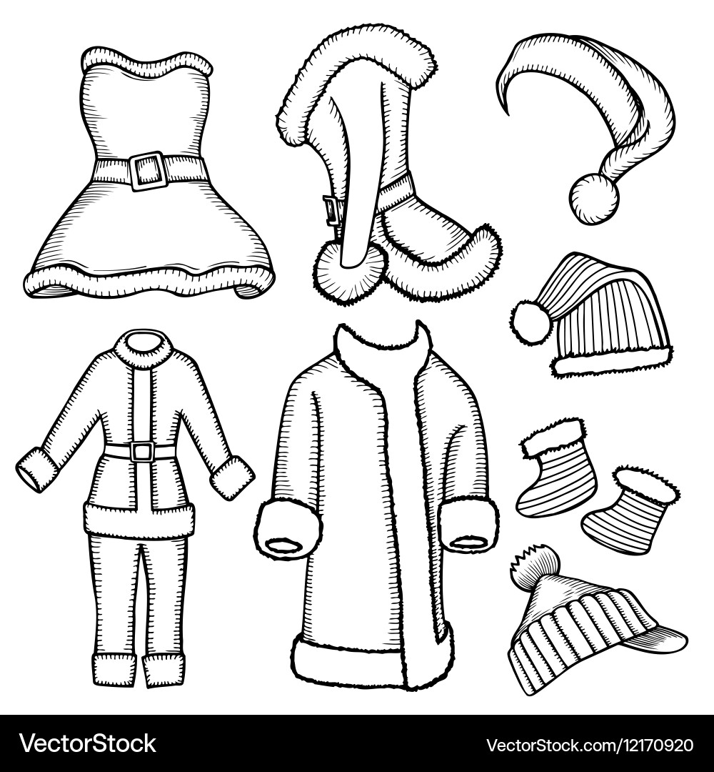 Doodle costumes santa claus Royalty Free Vector Image