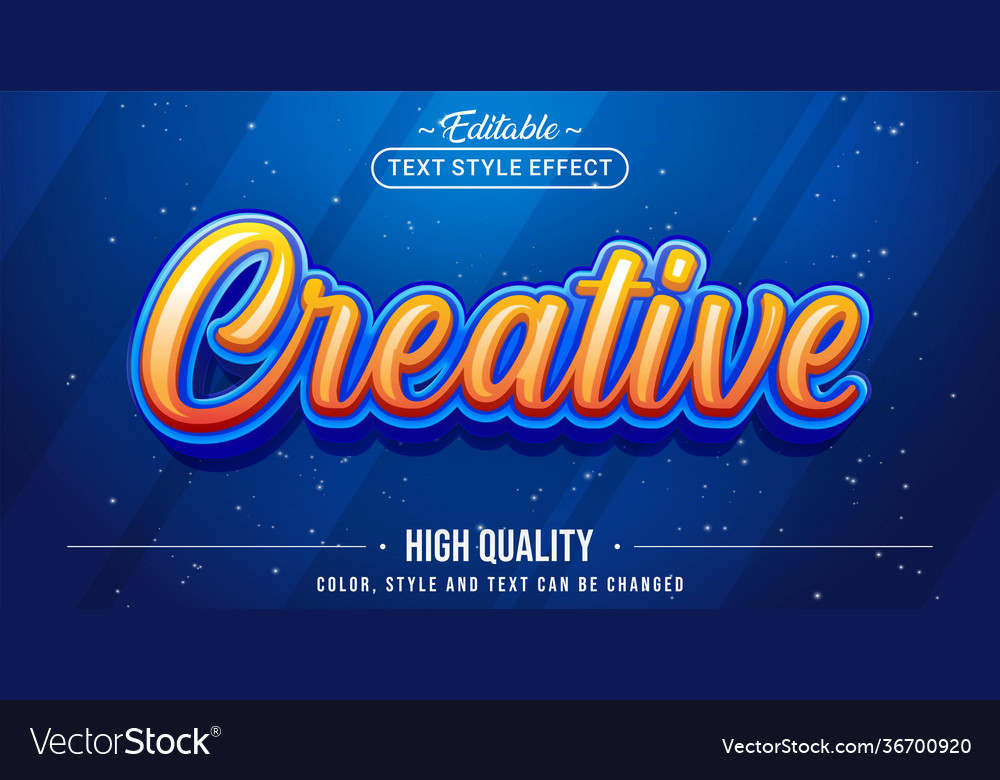 Editable text style effect - creative orange Vector Image
