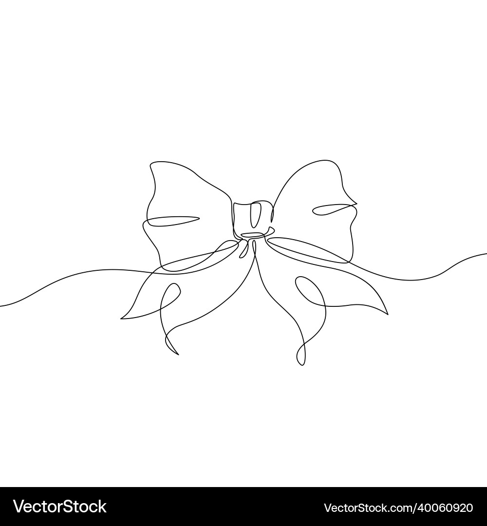 Elegant ribbon bow in continuous line drawing Vector Image